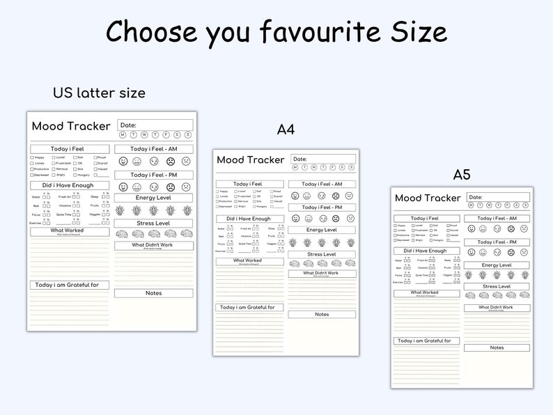 Daily Mood Tracker Journal Template, Daily Mood Tracker Printable ...