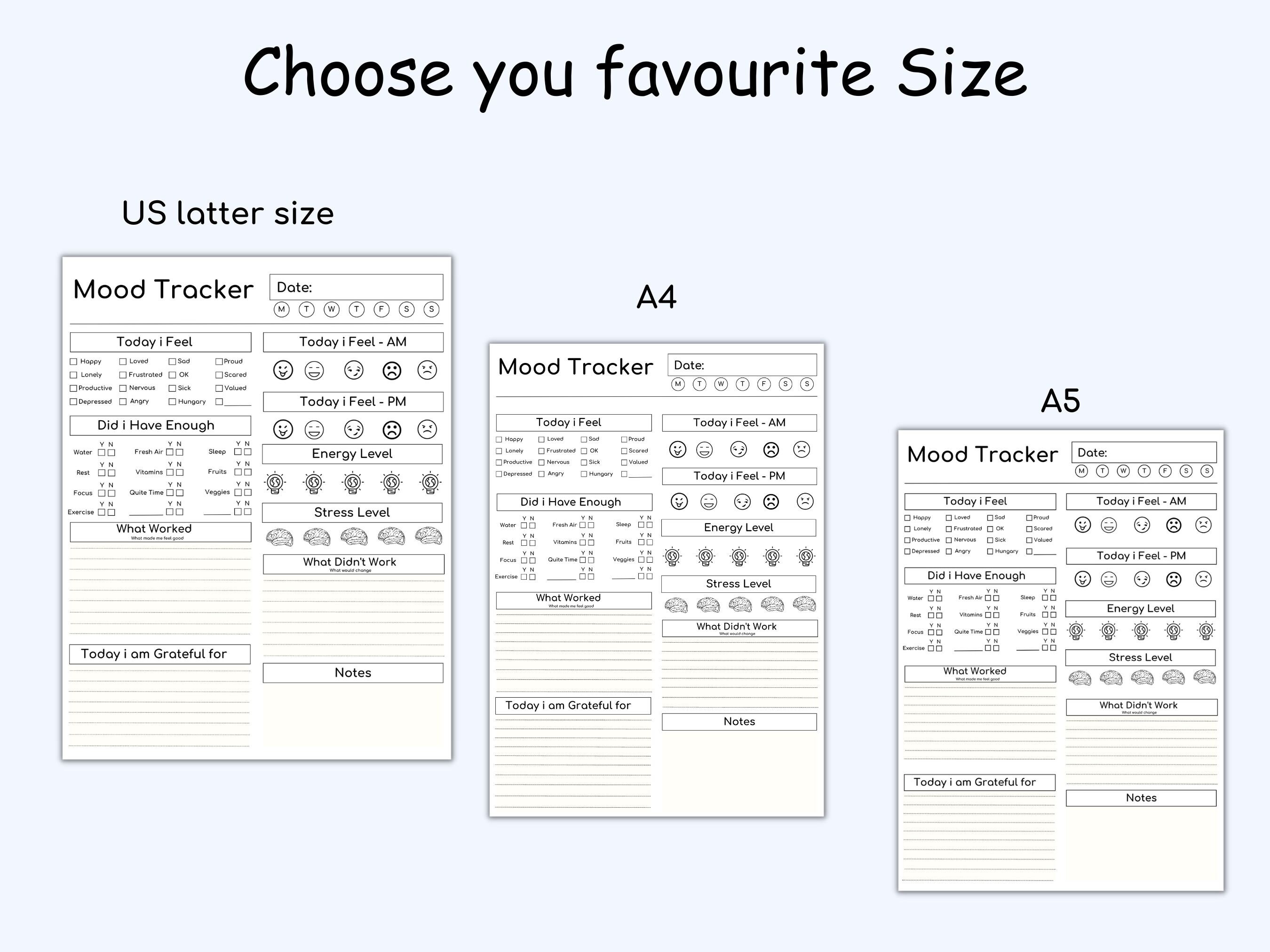 Daily Mood Tracker Journal Template, Daily Mood Tracker Printable ...