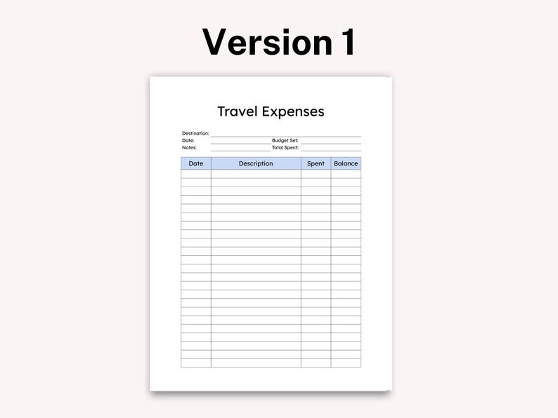 Printable Daily Travel Expenses Checklist, Trip Expenses, Vacation ...