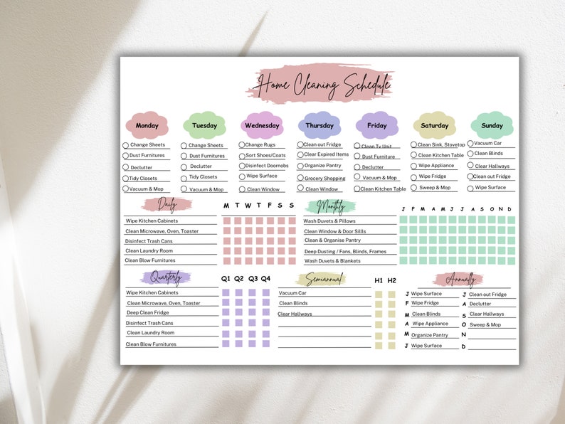 Flylady Printable Schedule, Editable Cleaning Schedule, Quarterly Check ...