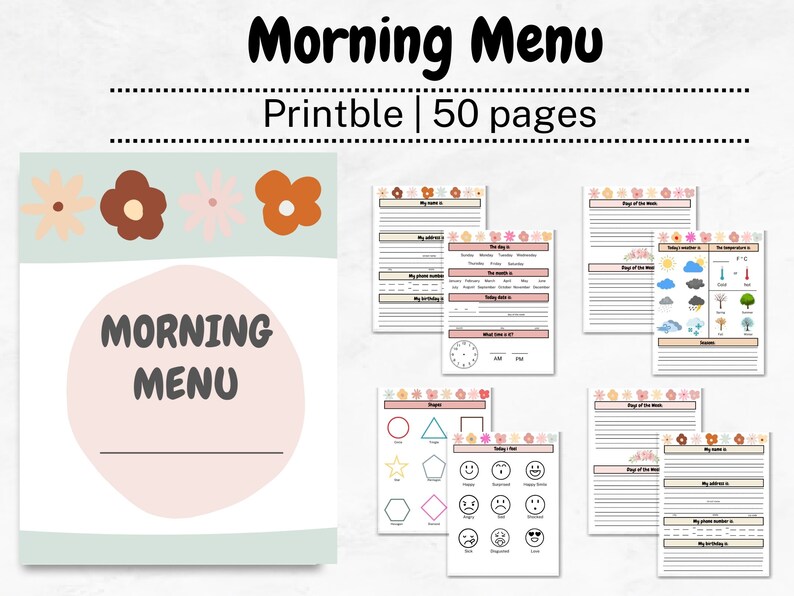 PRESCHOOL Morning Menu, Homeschool Morning Menu, Morning Menu ...