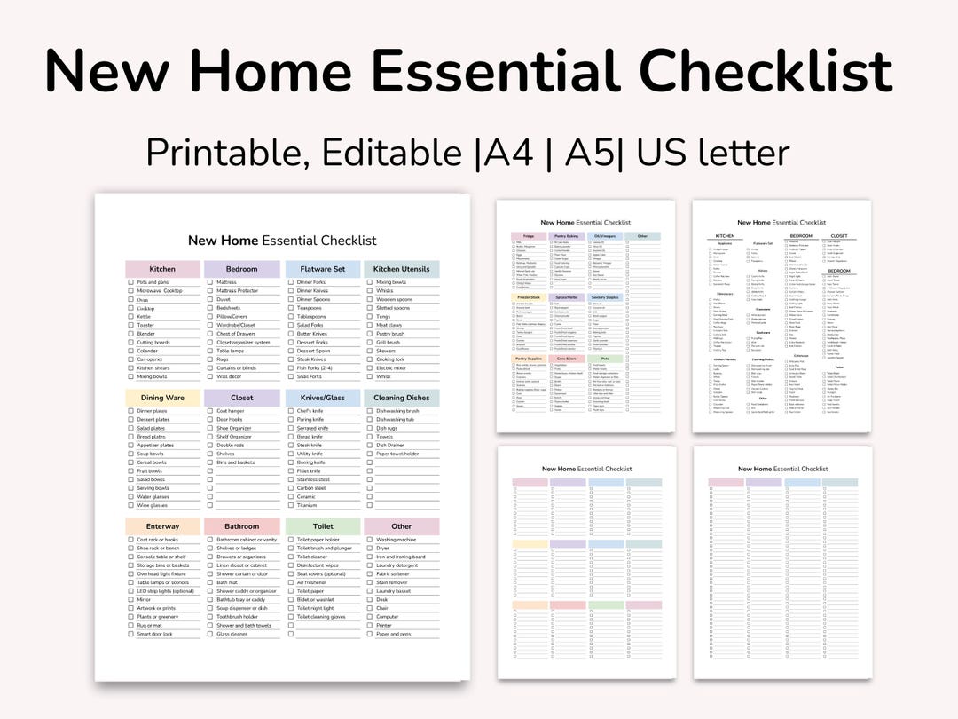 Moving Planner Printable, New Home Essentials Checklist, Moving ...