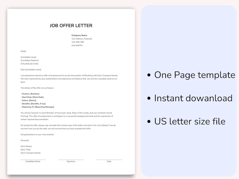 Professional Offer Letter MS Word Template, Employment Offer Letter ...