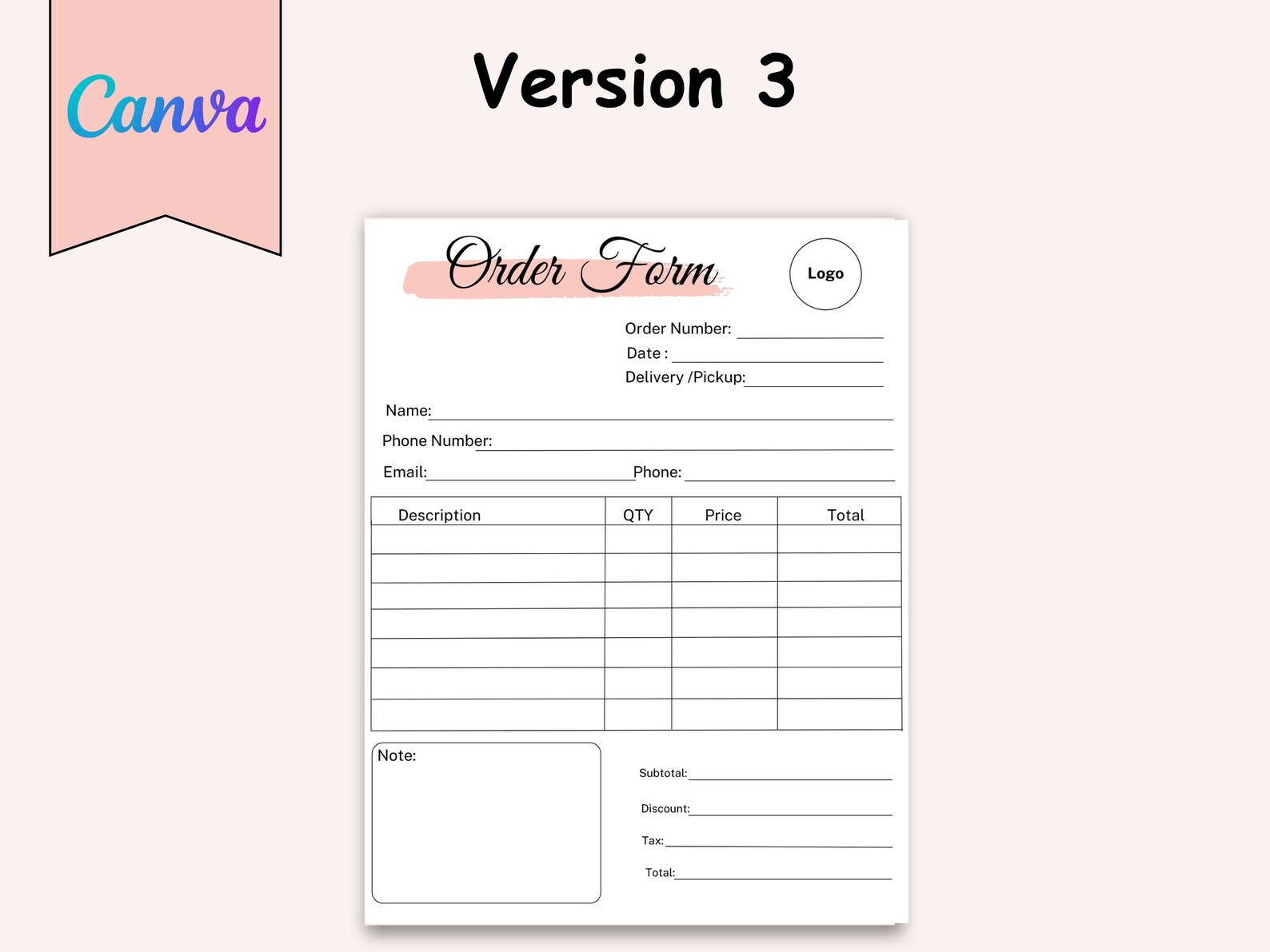 Small Business Order Forms Fillable, Order Form Template, Purchase Order Form Template ...