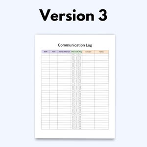 Communication Log Printable, Parent Communication Log, Call Log ...