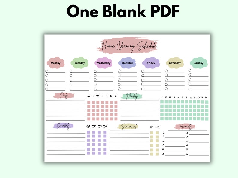 Flylady Printable Schedule, Editable Cleaning Schedule, Quarterly Check ...