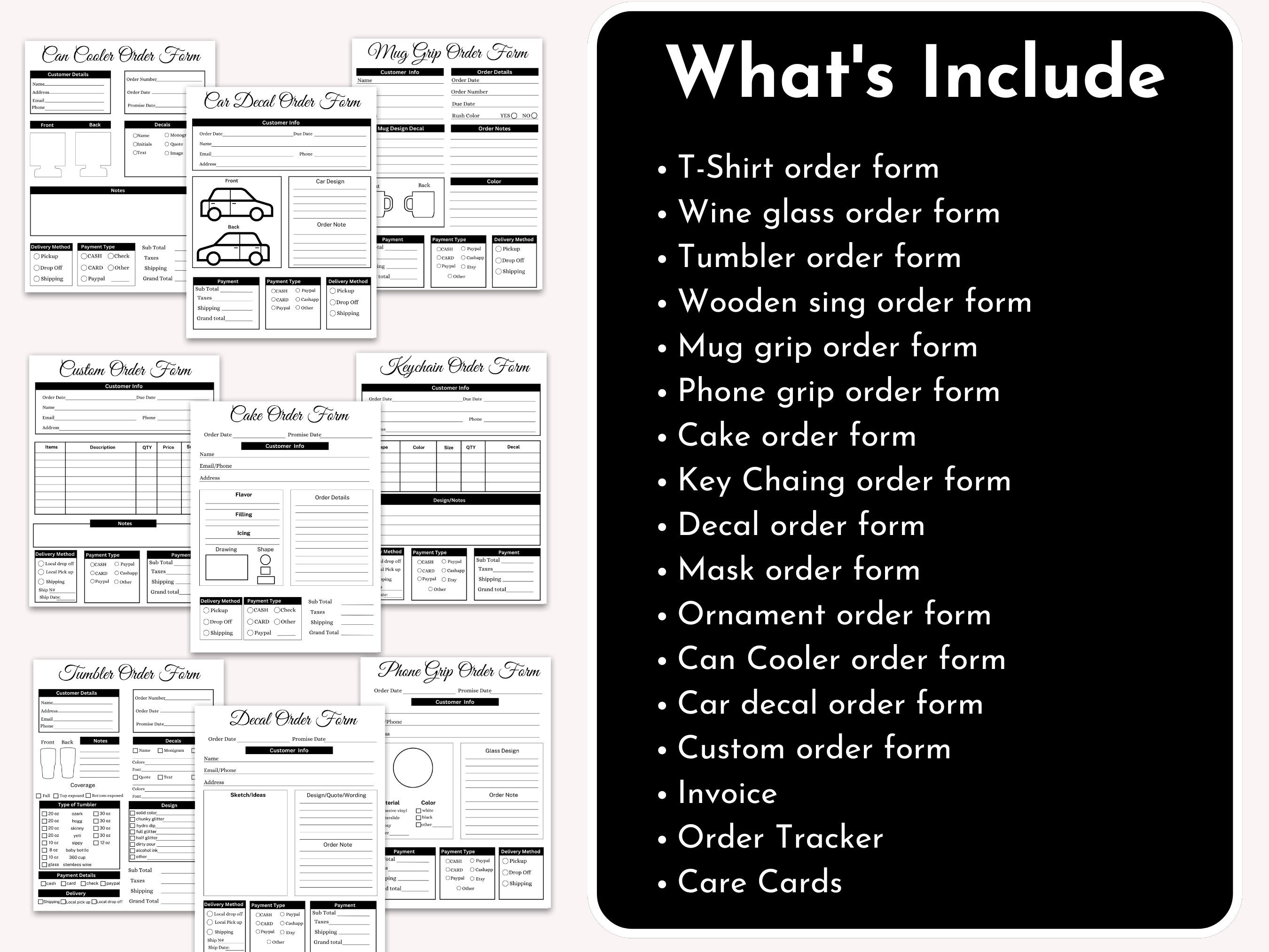 Fillable Order Forms Templates, Small Business Forms for Crafters ...