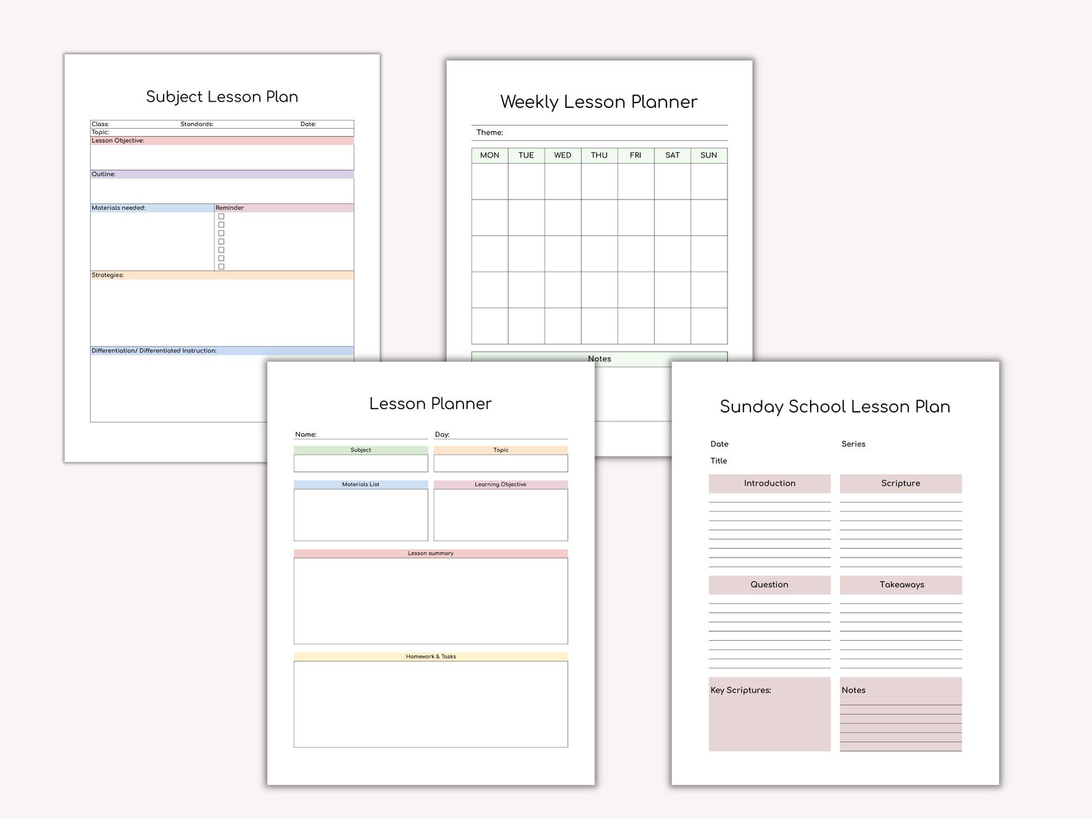Editable LESSON Plan Template, Lesson Planner Printable, Homeschool ...