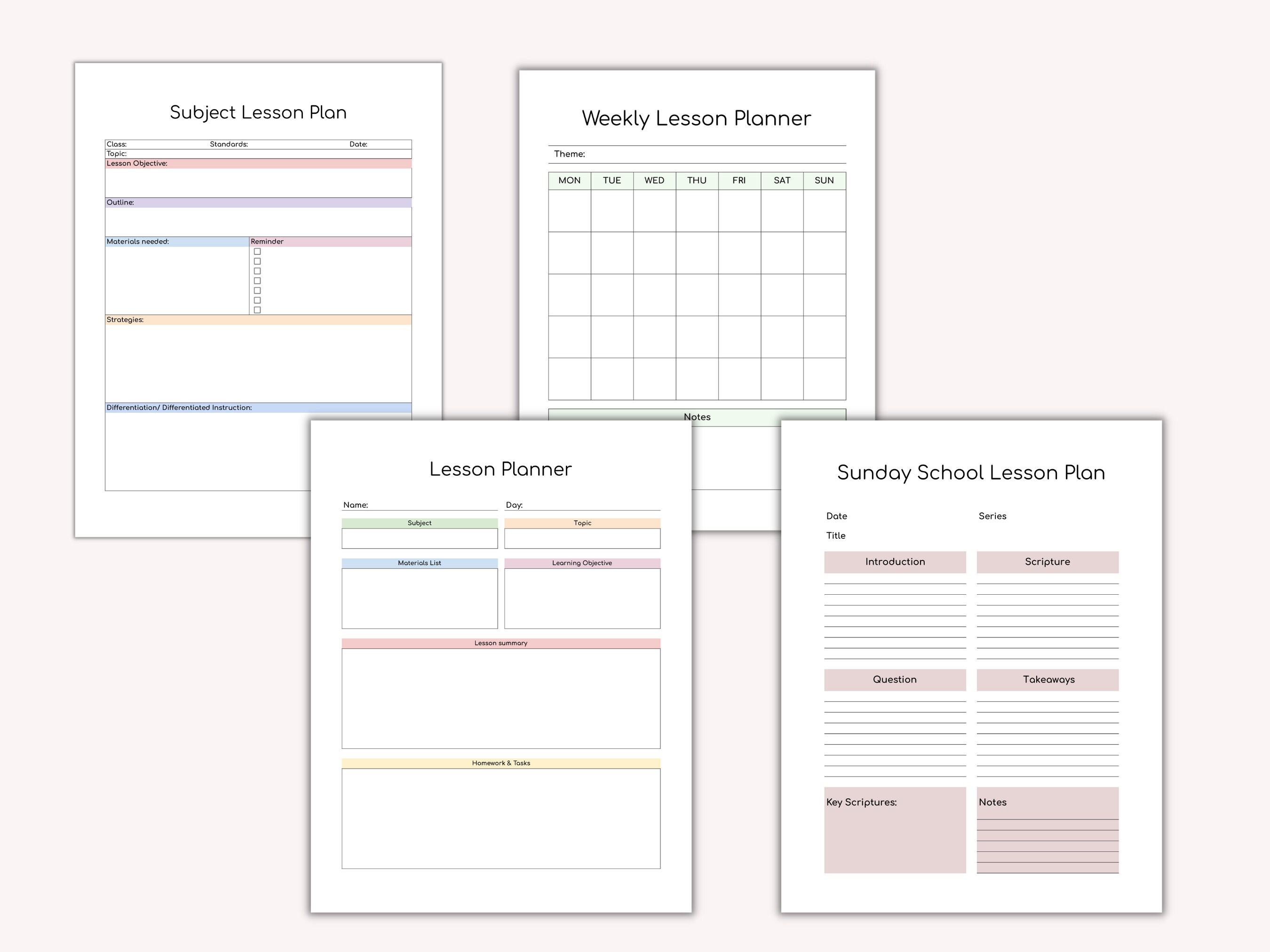 Editable LESSON Plan Template, Lesson Planner Printable, Homeschool ...