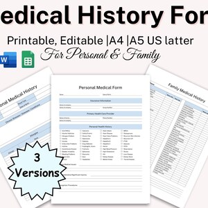 Medical History Form, Medical Log, Medical Forms Printable, Medical ...