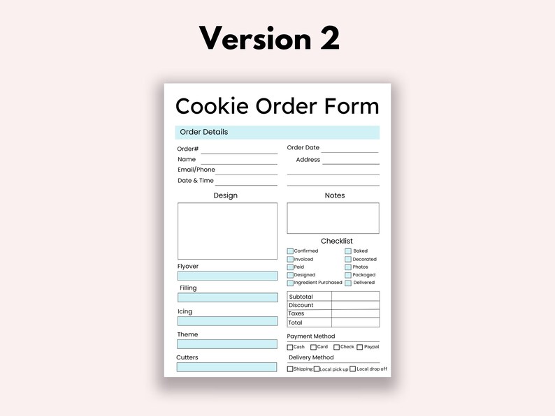 Cookie Order Form, Bakery Order Form, Cake Order Form, Cookies Order ...