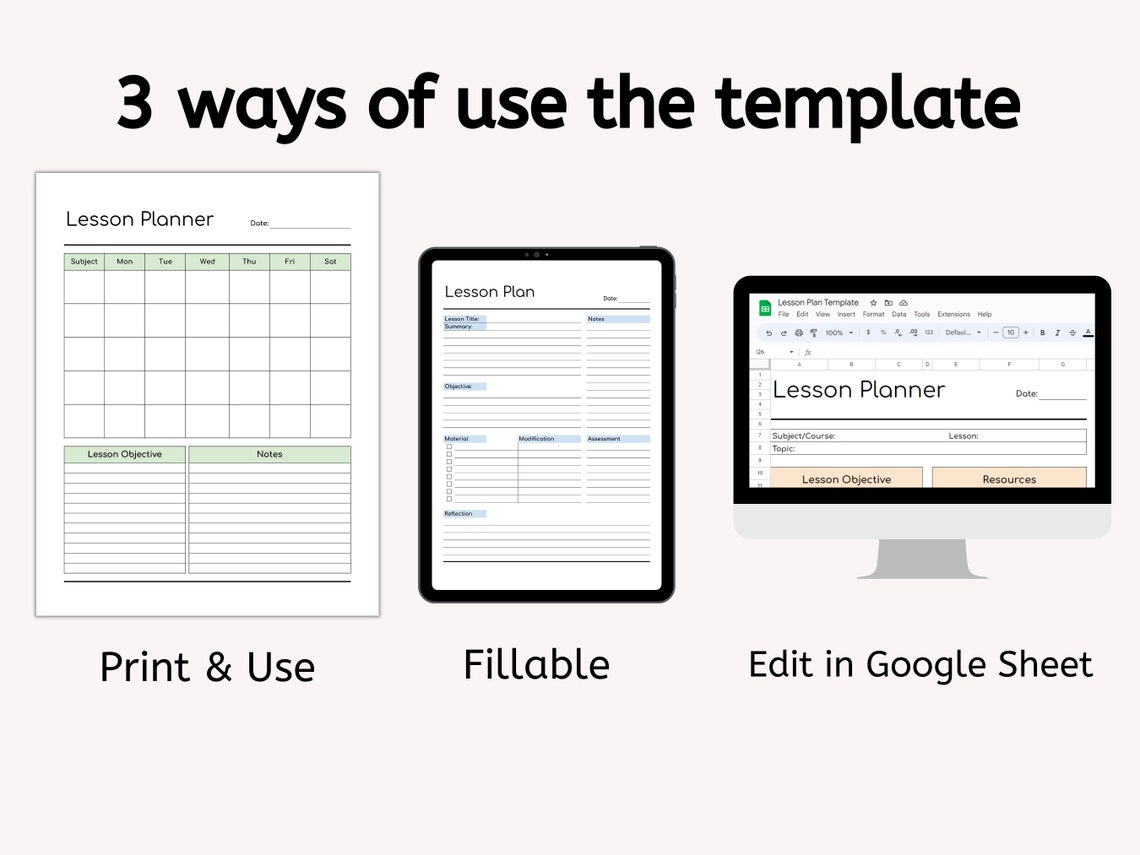 Editable LESSON Plan Template, Lesson Planner Printable, Homeschool ...