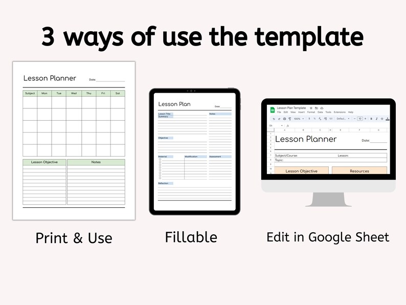Editable LESSON Plan Template, Lesson Planner Printable, Homeschool ...