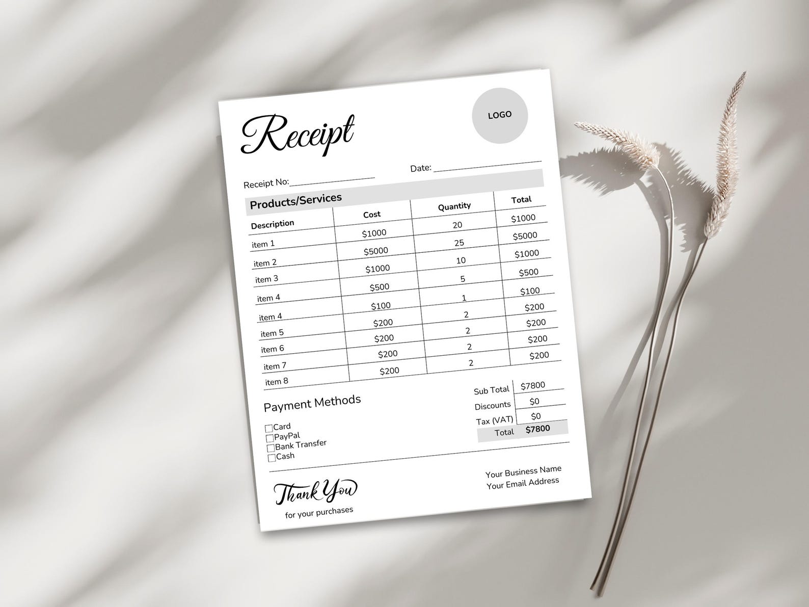 EDITABLE Small Business Sales Receipt Template, Receipt Book PDF, Canva ...