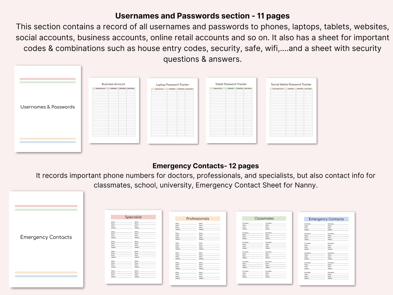 Detailed Emergency Binder, Emergency Checklist, Emergency Plan ...