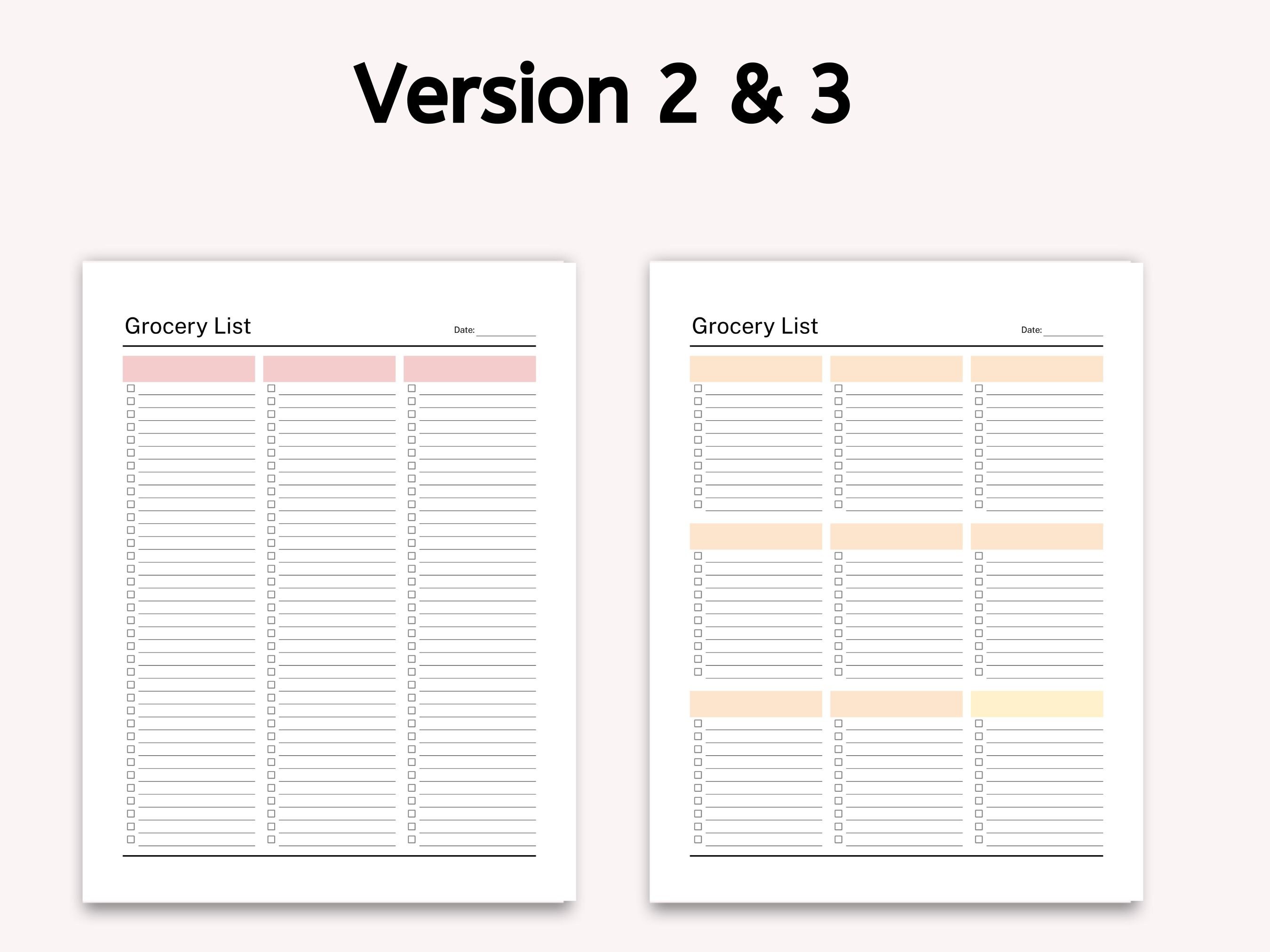 Editable Grocery Master List-grocery Planner-grocery Checklist, Master ...