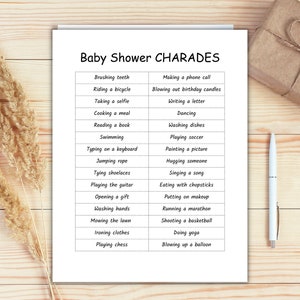 Charades, Baby Shower Charades Game, Baby Shower Games, Charades for ...