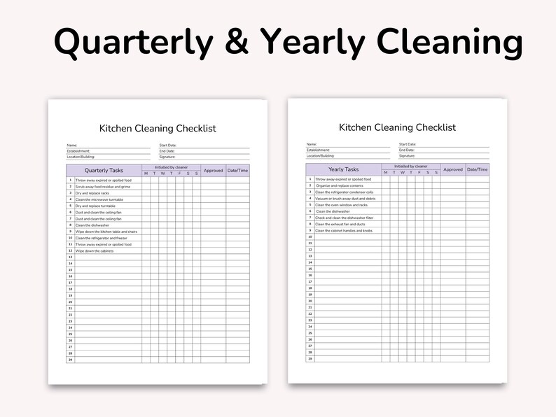 Restaurant Kitchen Cleaning Checklist, Restaurant & Bar Cleaning ...