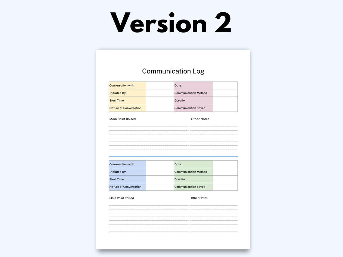 Communication Log Printable, Parent Communication Log, Call Log ...