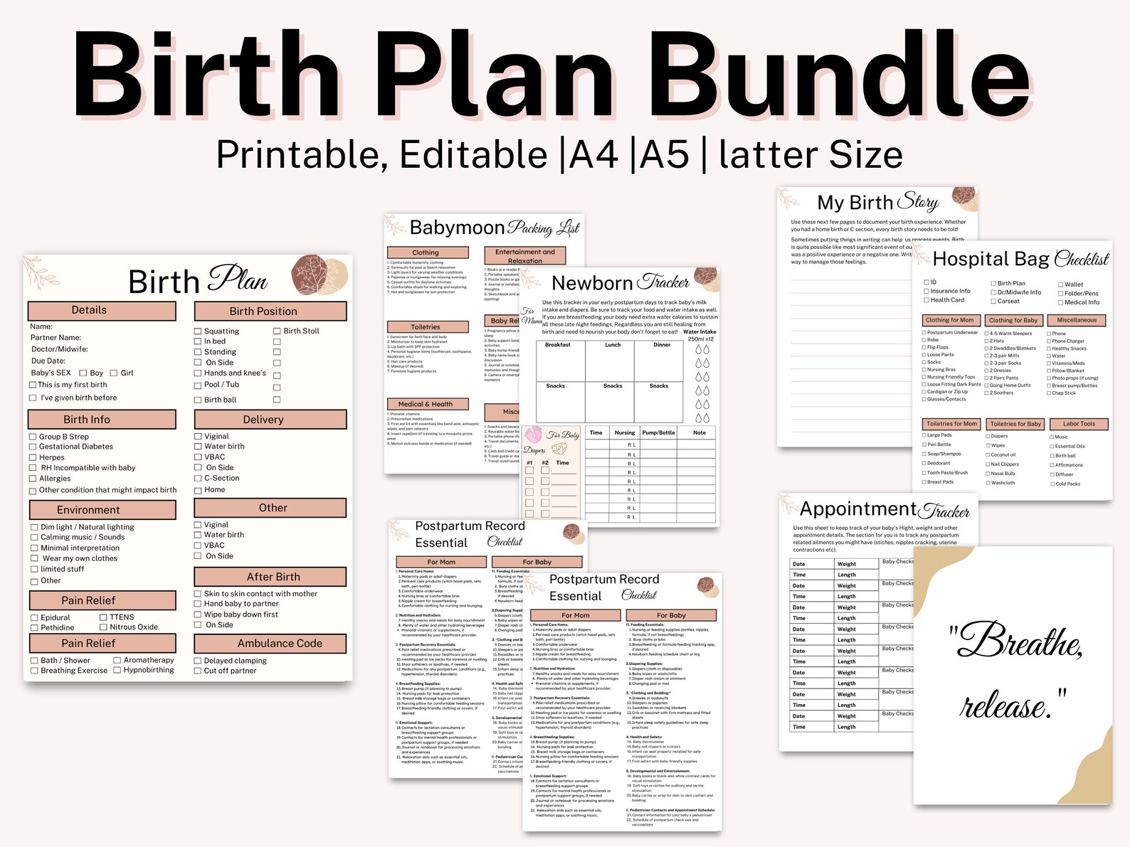 EDITABLE Birth Plan, Birth Plan Checklist Printable, Birth Preferences ...