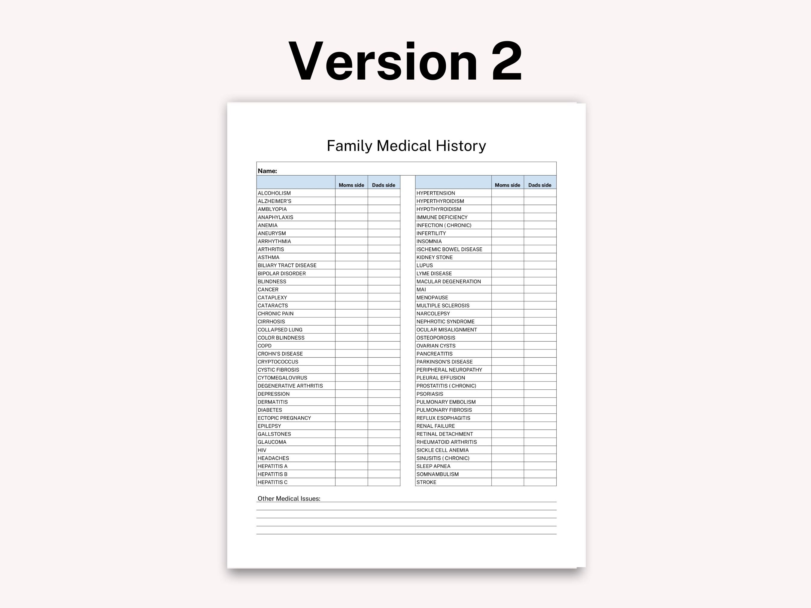 Medical History Form, Medical Log, Medical Forms Printable, Medical ...
