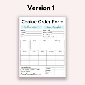 Cookie Order Form, Bakery Order Form, Cake Order Form, Cookies Order ...