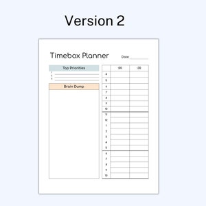 Timebox Planner Printable, Time Boxing Template, Time Tracker Editable ...