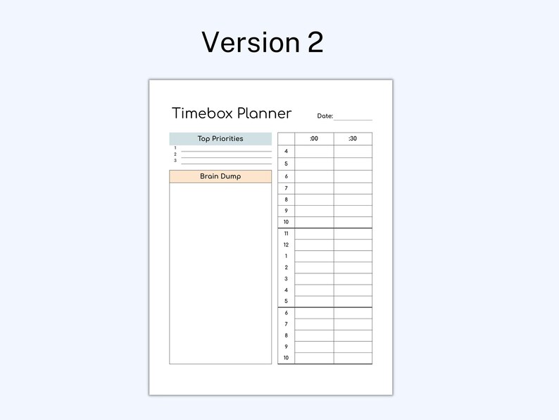 Timebox Planner Printable, Time Boxing Template, Time Tracker Editable ...