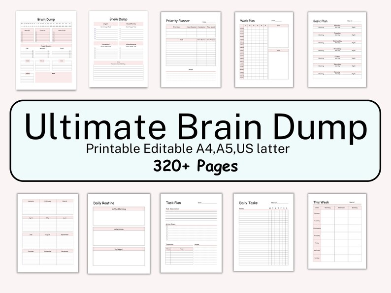EDITABLE ADHD Brain Dump Printable, ADHD Daily Planner, Priority Matrix ...