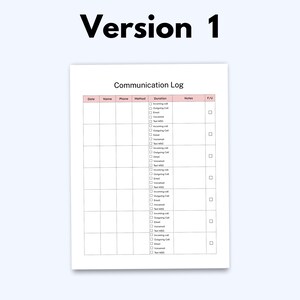 Communication Log Printable, Parent Communication Log, Call Log ...