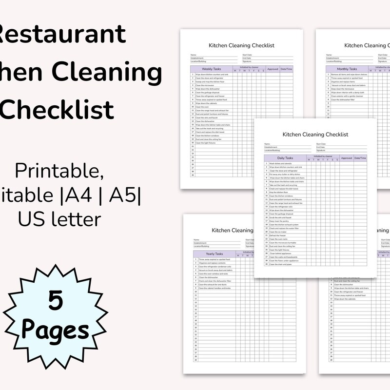 Bakery Cleaning Schedule - Etsy