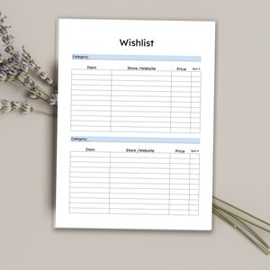 Master Wishlist Tracker Printable, Holiday Wishlist Templates, Online ...