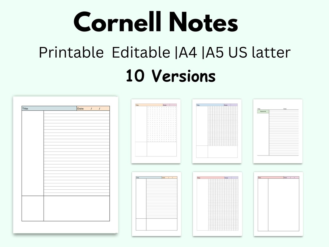 Cornell Notes Templates Bundle, Cornell Notes Method, Student Note ...