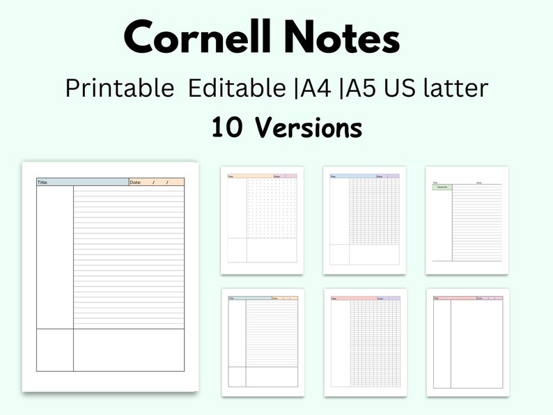 Cornell Notes Templates Bundle, Cornell Notes Method, Student Note ...
