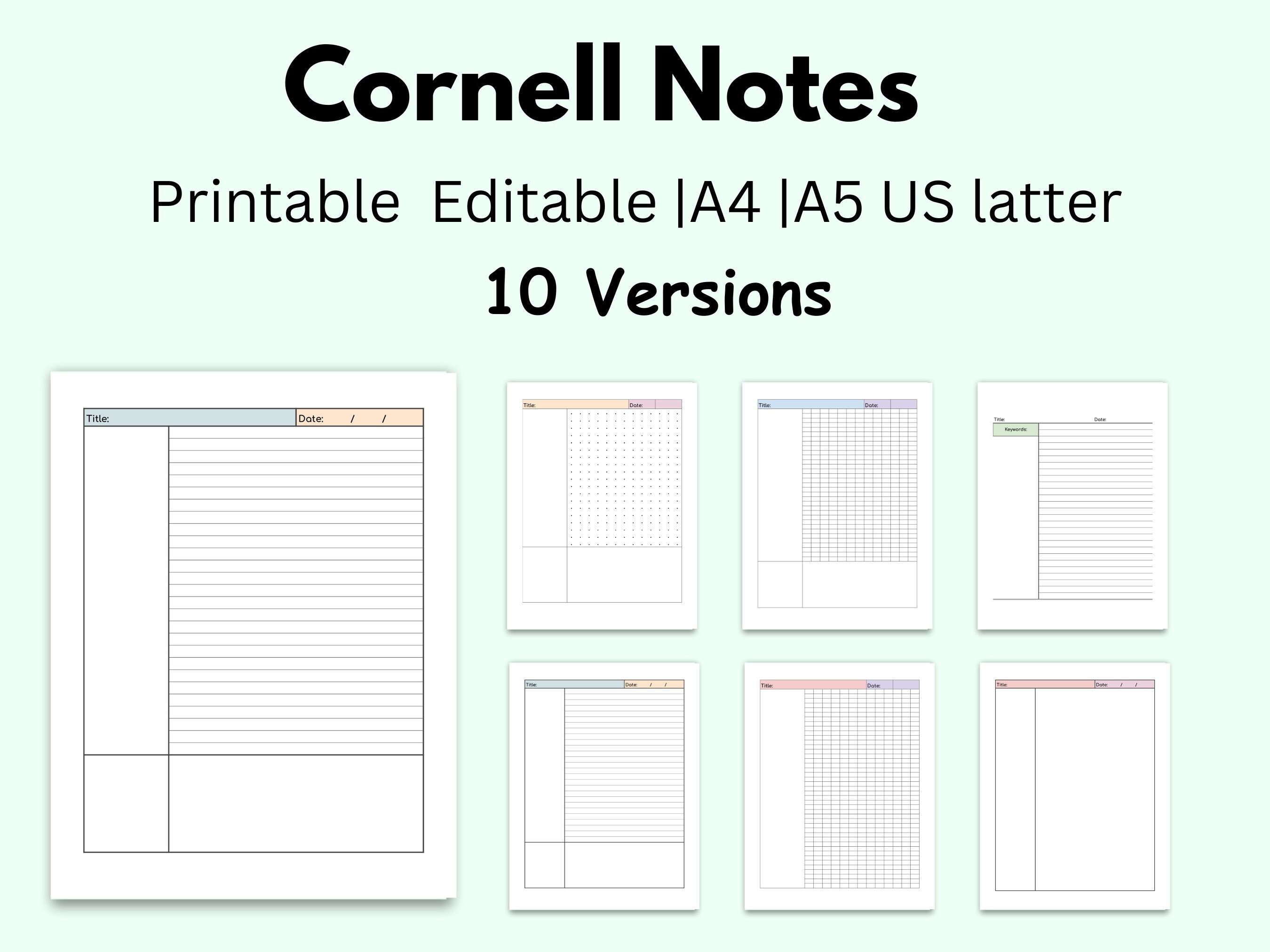 Cornell Notes Templates Bundle, Cornell Notes Method, Student Note ...