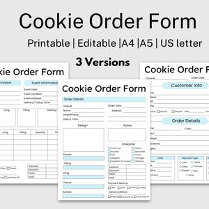 Cookie Order Form, Bakery Order Form, Cake Order Form, Custom Order ...