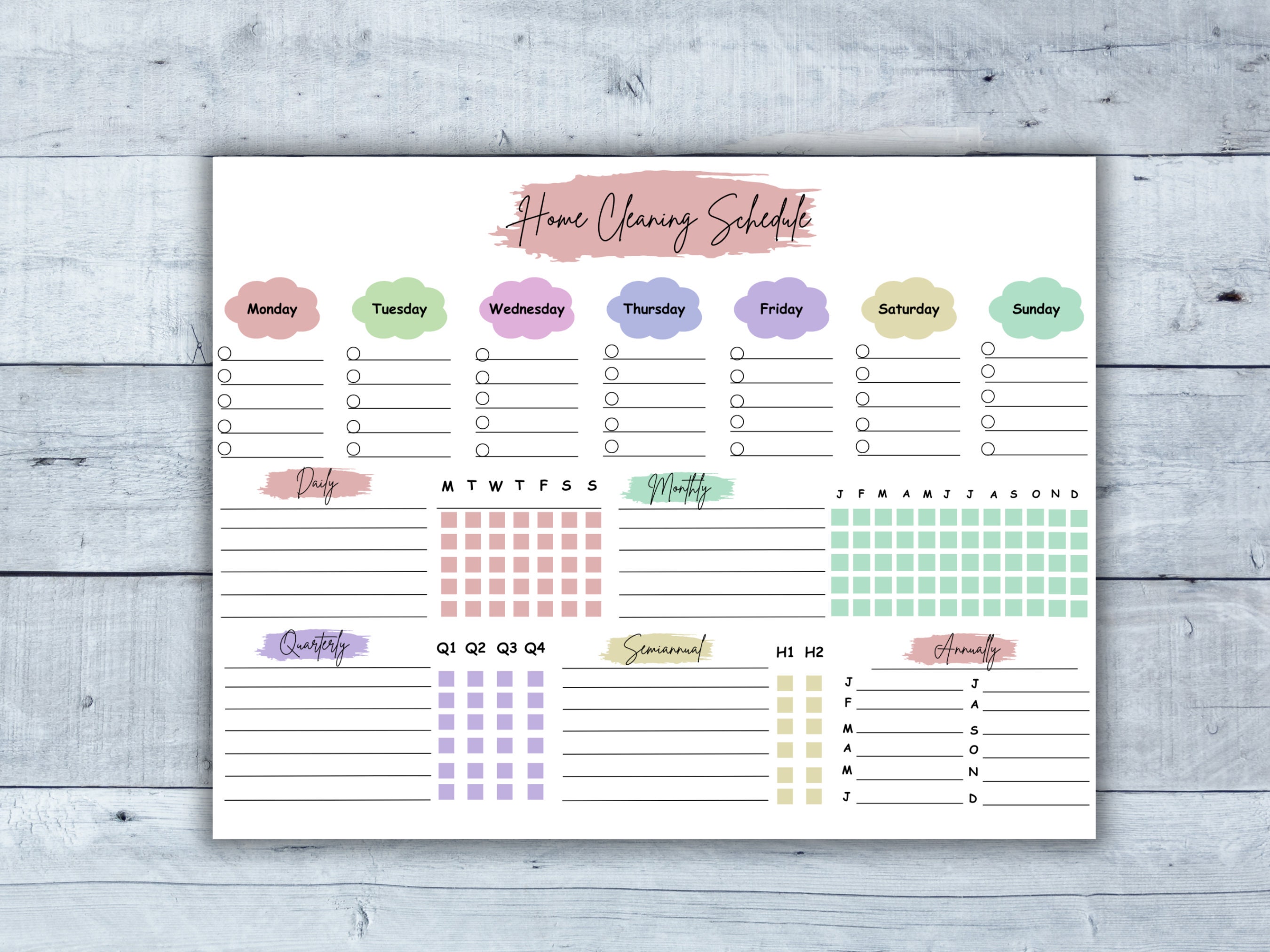 Flylady Printable Schedule, Editable Cleaning Schedule, Quarterly Check ...