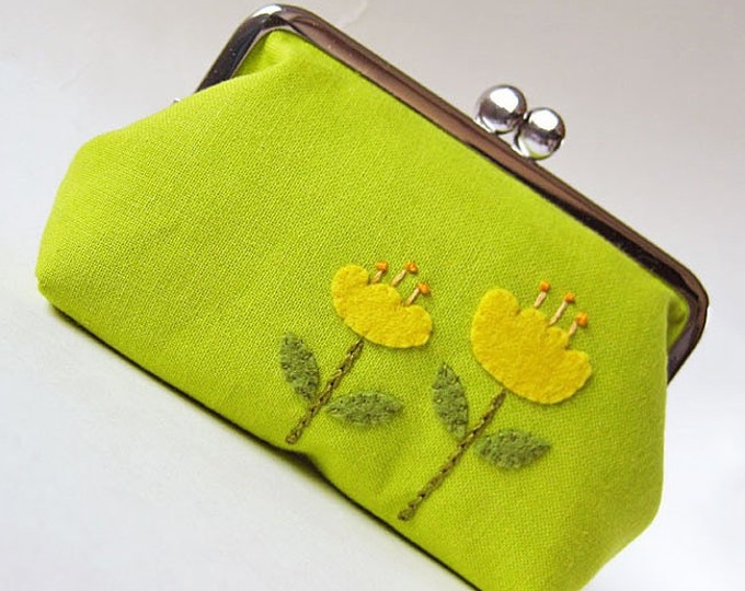 Handmade Frame Purse Tulips on Chartreuse - Etsy