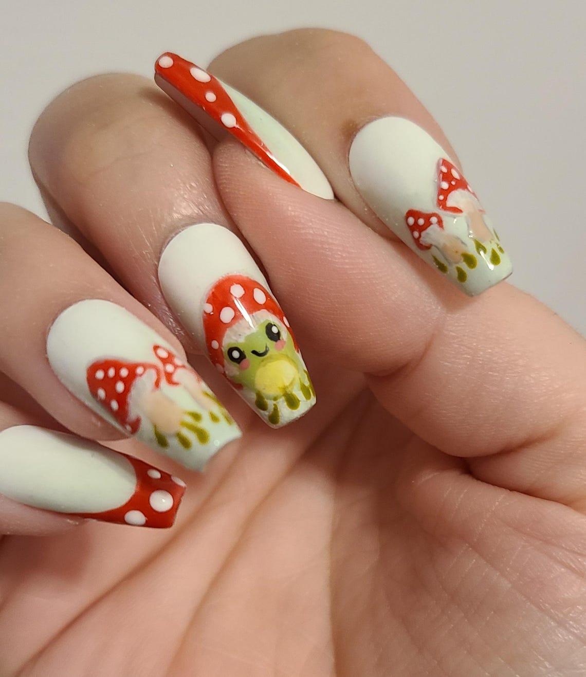 Mushroom Froggy Ombre Nails| Press on Nails| Gel Stick on Nails ...