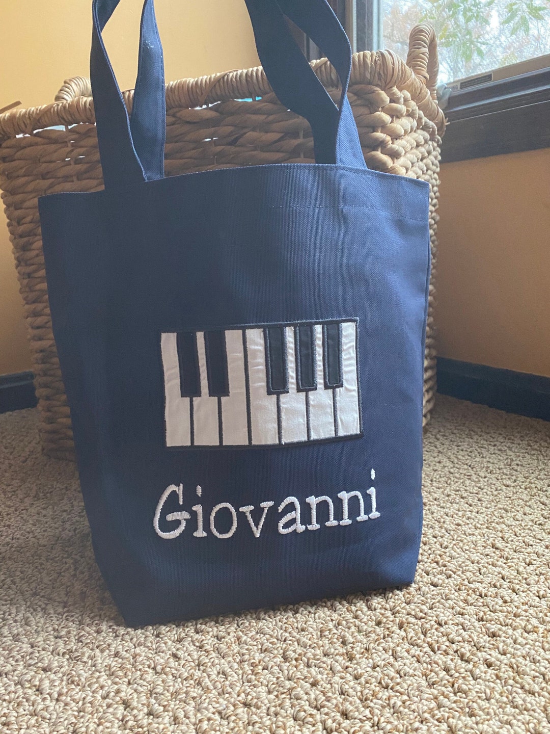 TOTE BAG Piano Keyboard Music Custom Made and Personalized Toddler or ...