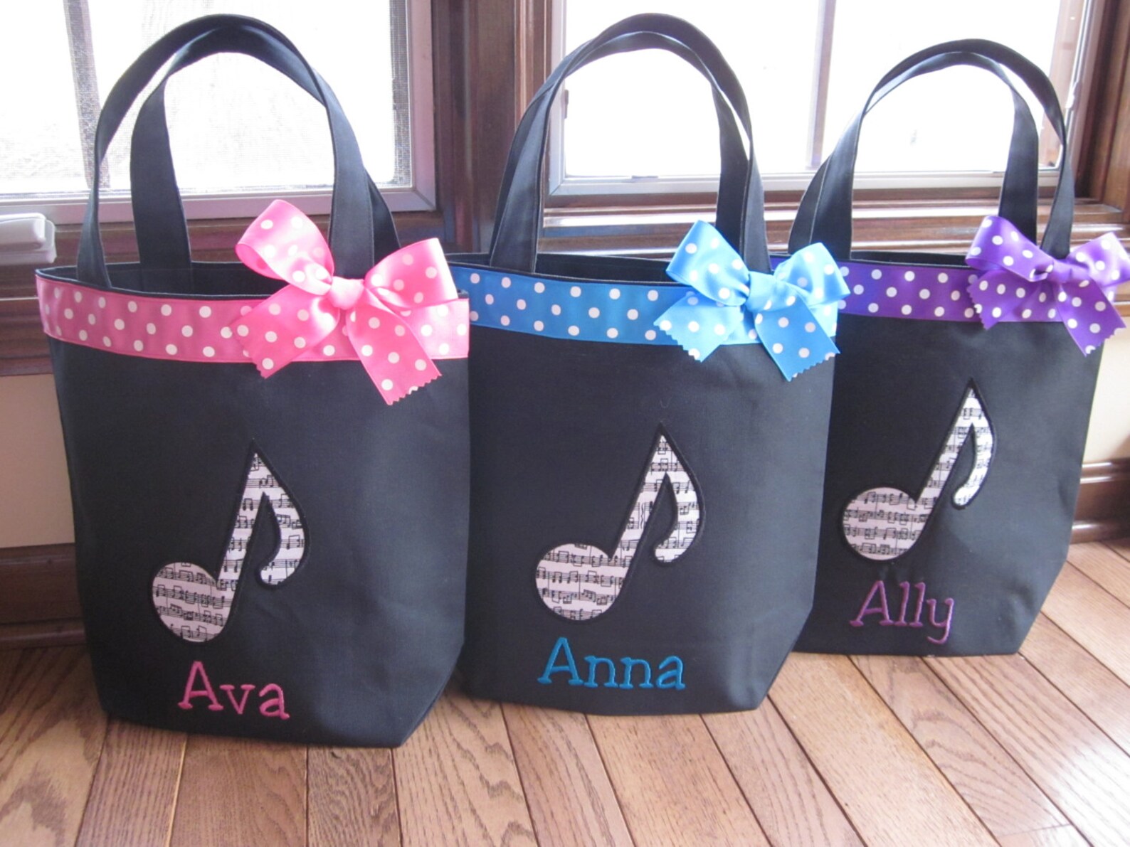 TOTE BAG Music Note Toddler or Big Kid Tote WITH Ribbon Trim - Etsy