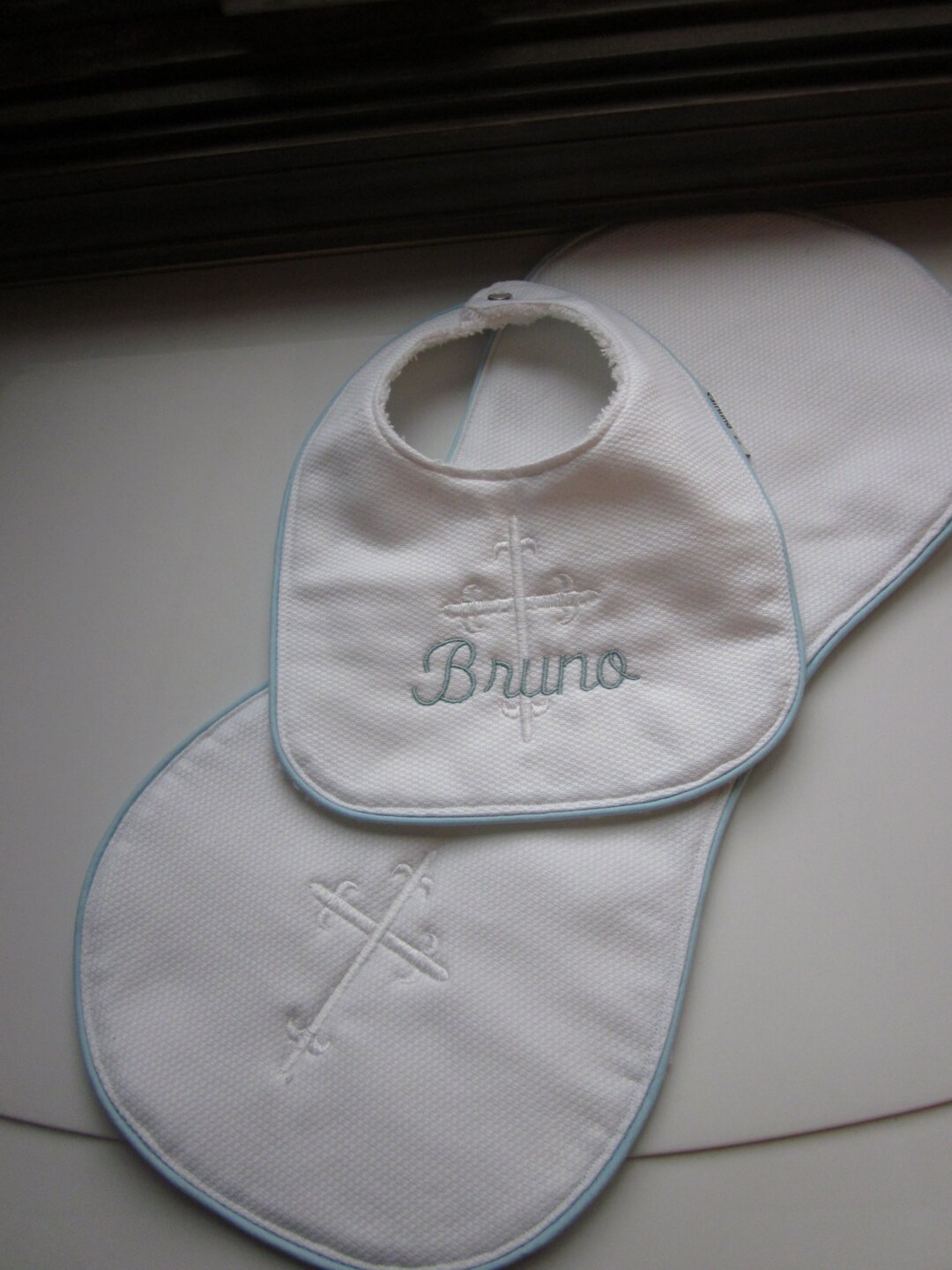 BABY BIB Personalized Formal White Bib and Burp Cloth With - Etsy
