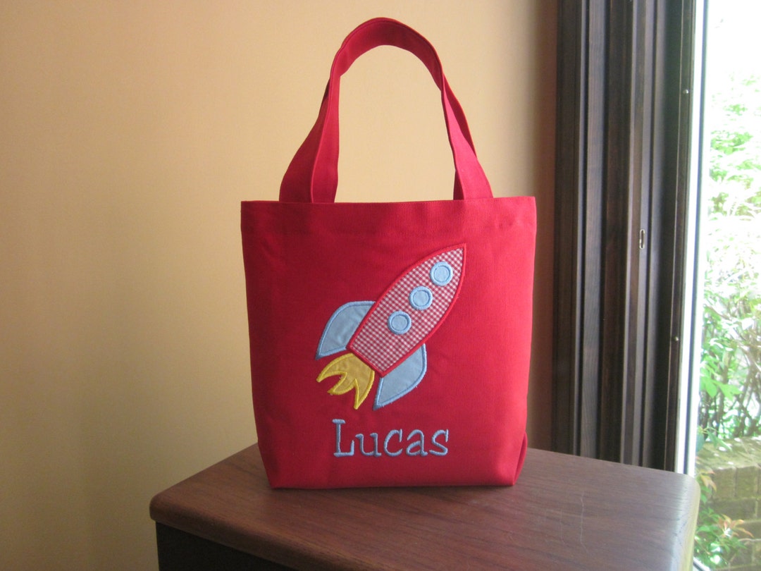TOTE BAG Rocket Space Ship Personalized Toddler or Big Kid - Etsy