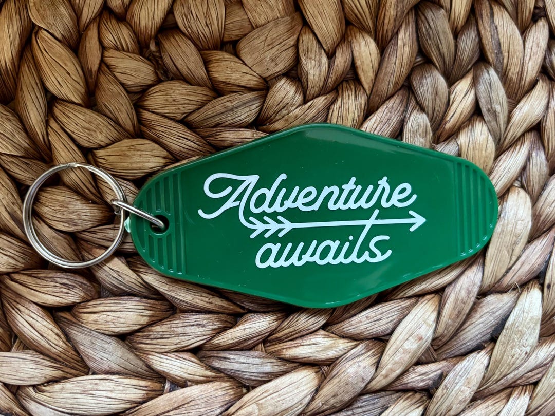 Cute Vintage Style Motel Keychain Adventure Awaits Inspirational Teal ...