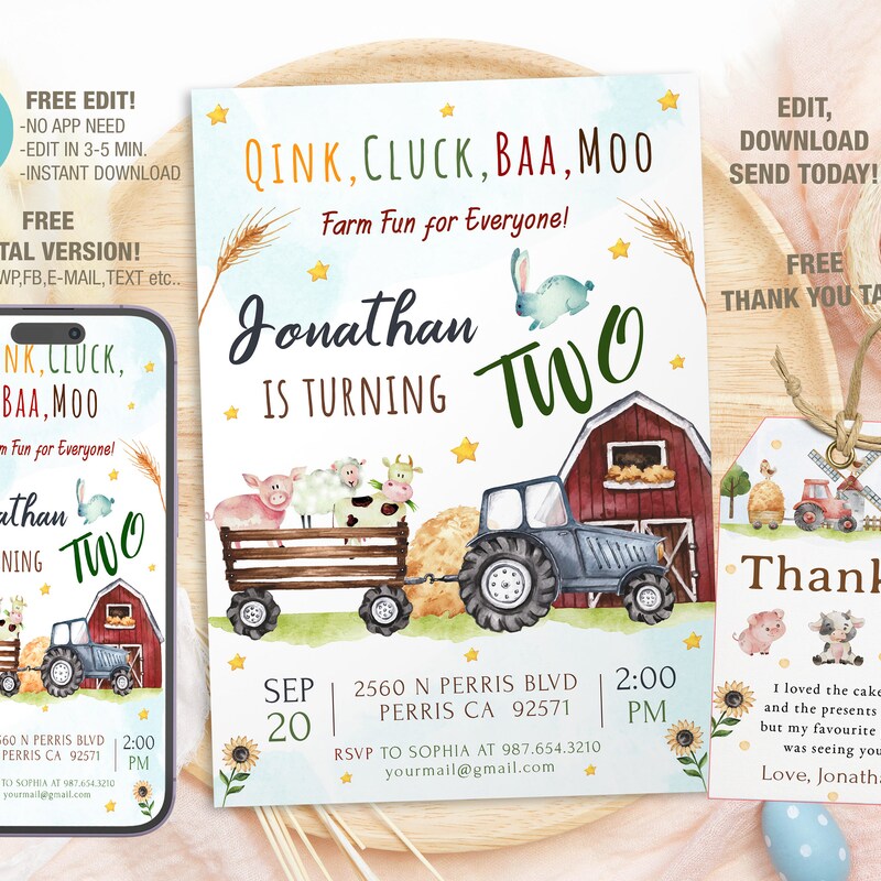 Farm Birthday Invitation - Etsy