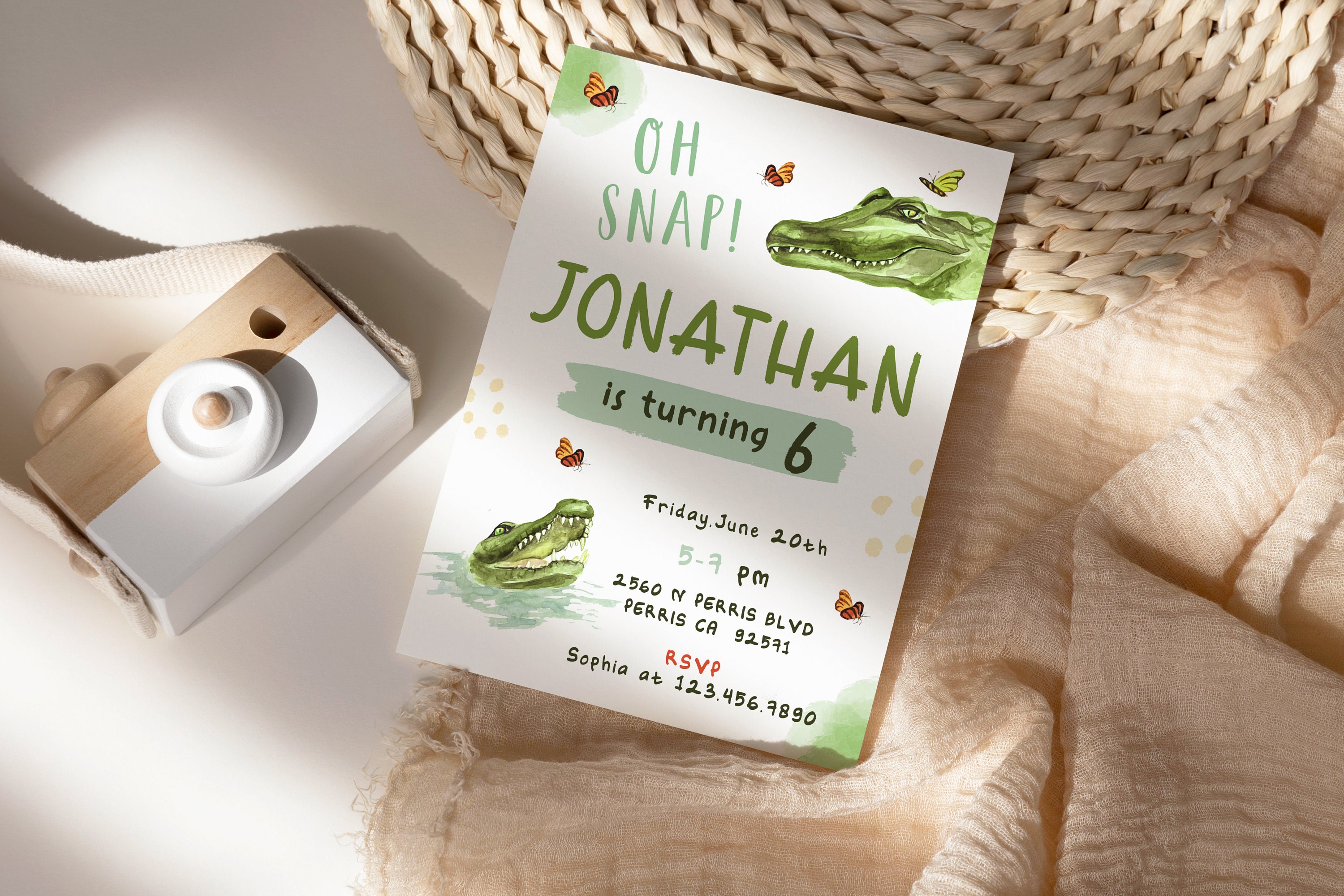 Editable Crocodile Birthday Invitation Template, Printable Birthday ...