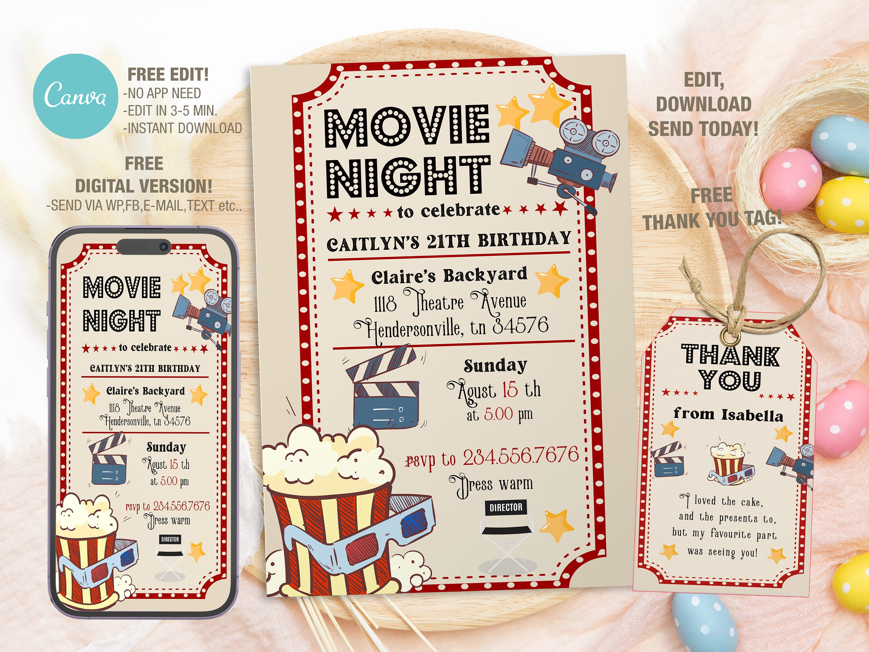 Movie Night Invitations Free Printable