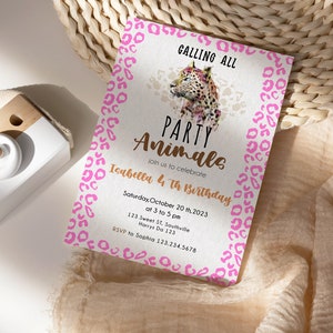 Editable Cheetah Birthday Invitation Template, Cheetah Print Invitation ...