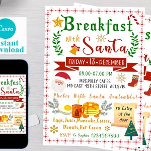 Editable Breakfast With Santa Invitation Template, Printable Party ...