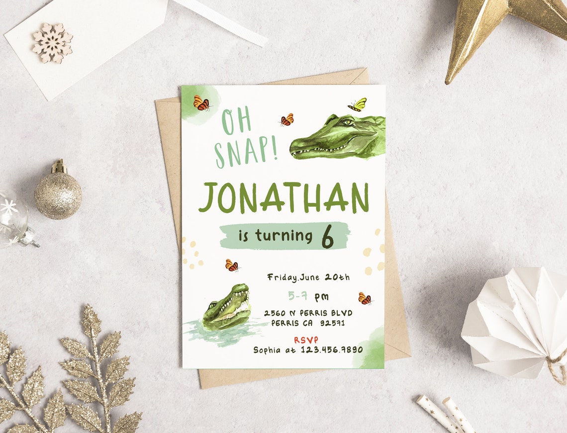 Editable Crocodile Birthday Invitation Template, Printable Birthday ...